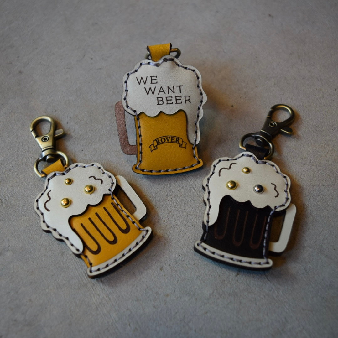 BEERキーホルダー｜秋田市の革細工工房【ROVER】– ROVER-factory